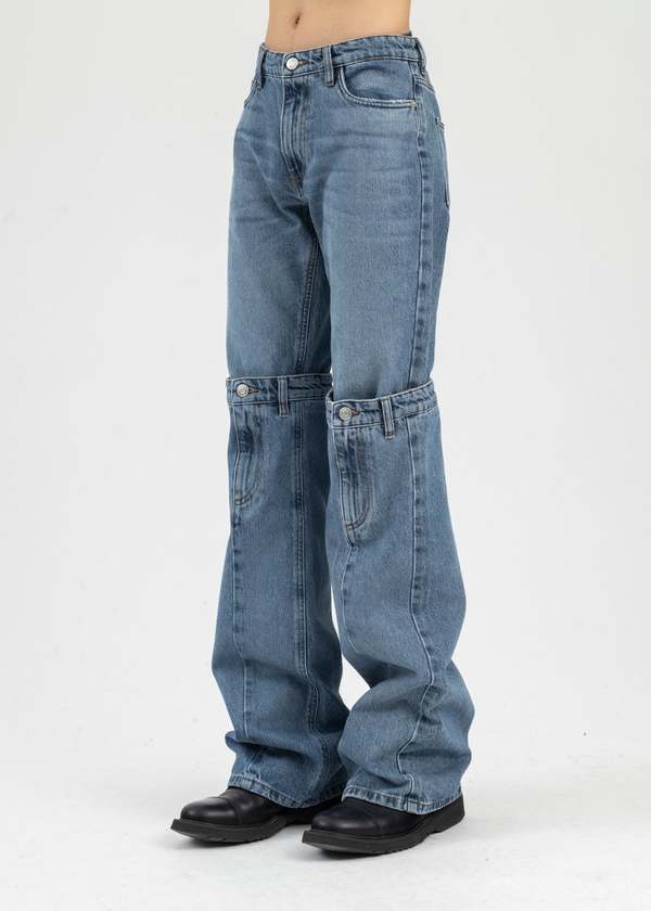 Coperni WASHED BLUE OPEN KNEE JEANS - Blue | Garmentory