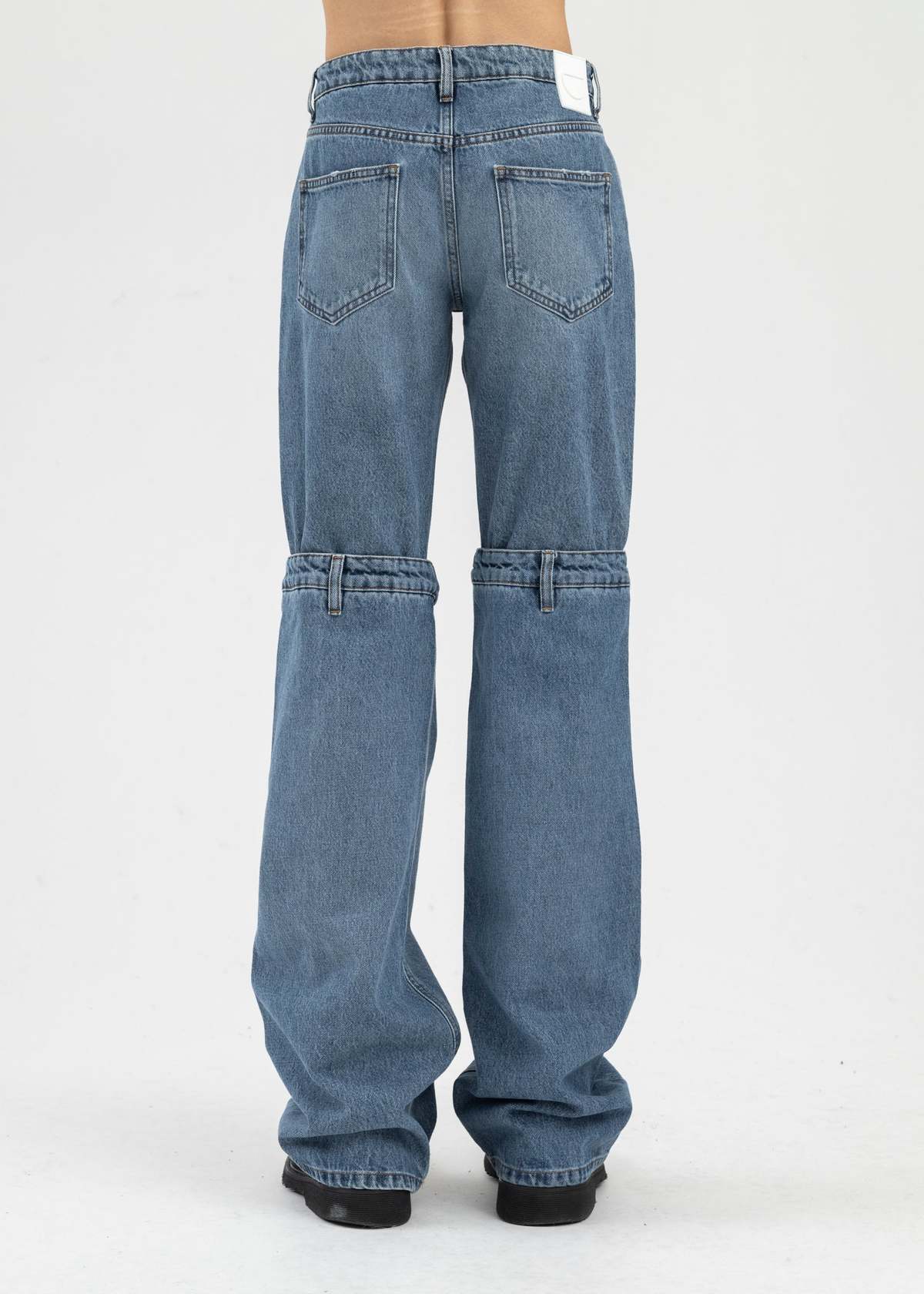 Coperni WASHED BLUE OPEN KNEE JEANS - Blue | Garmentory