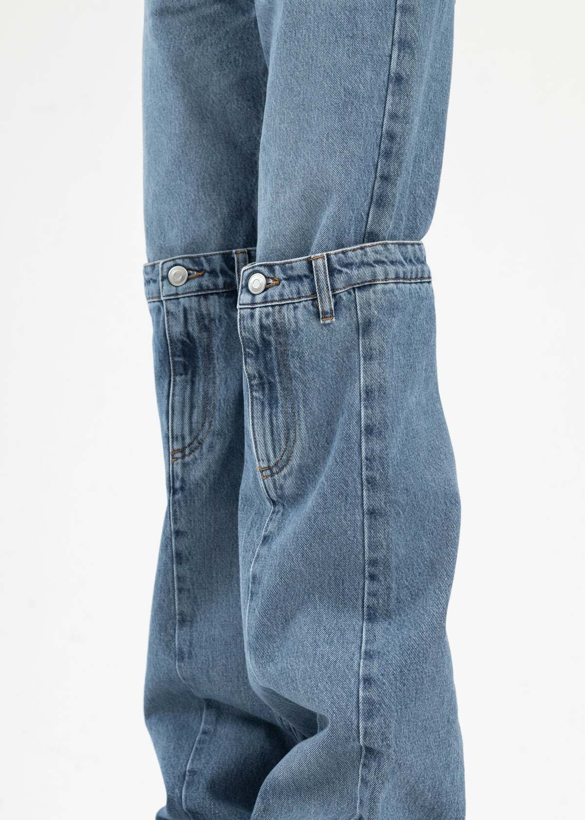 Coperni WASHED BLUE OPEN KNEE JEANS - Blue | Garmentory