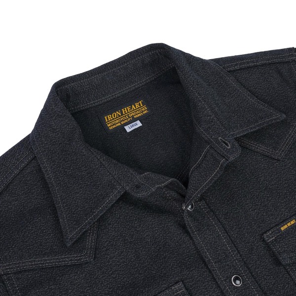 Iron Heart 10oz Mock Twist Twill Western Shirt - Black | Garmentory
