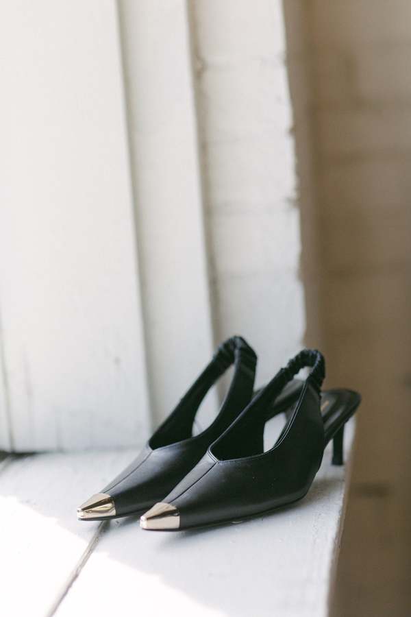 Anine Bing Nina Heels with Metal Toe Cap - Black | Garmentory