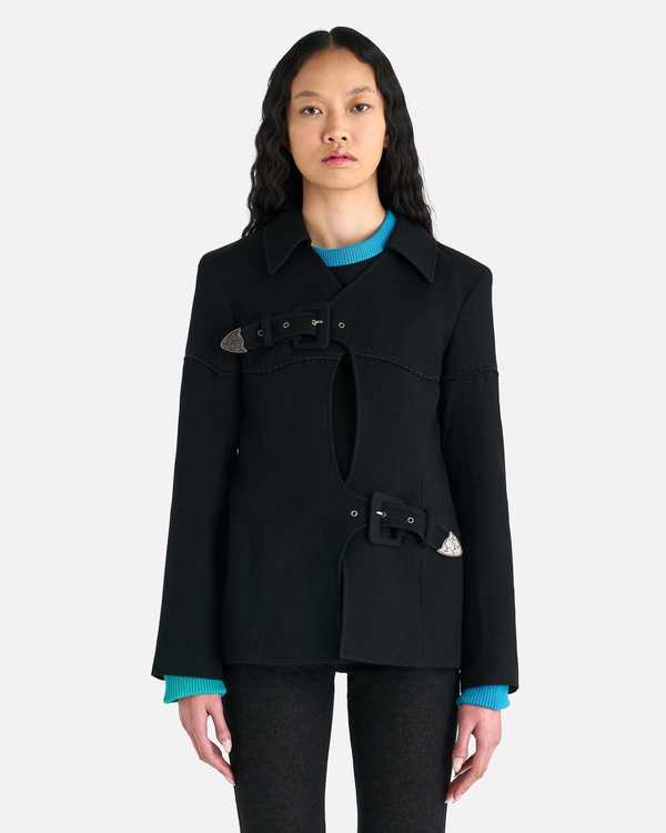 ANDERSSON BELL Rita Crossed Buckle Blazer - Black | Garmentory