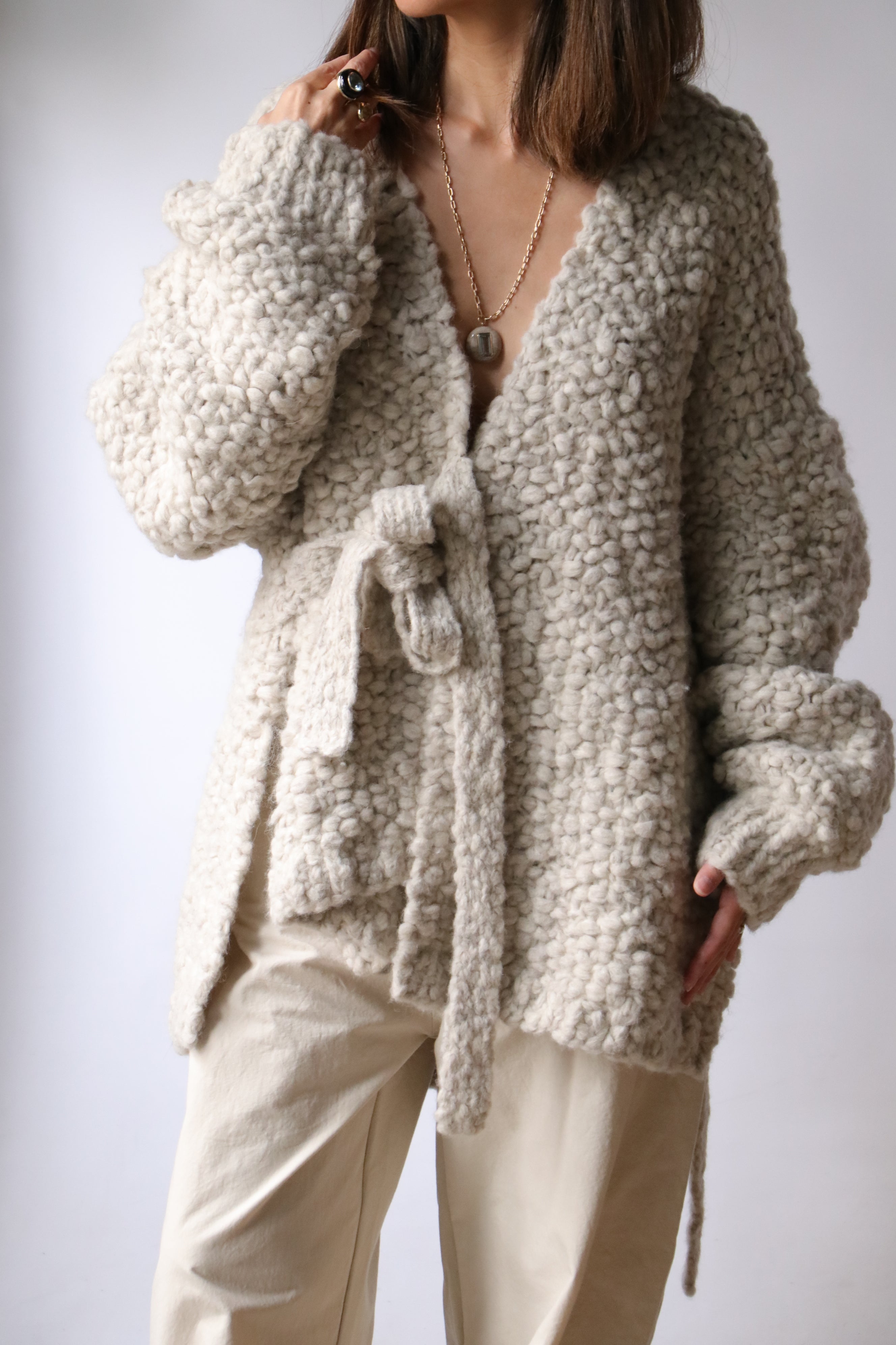 Lauren Manoogian Hand knit Matta Cardigan - Carrara | Garmentory