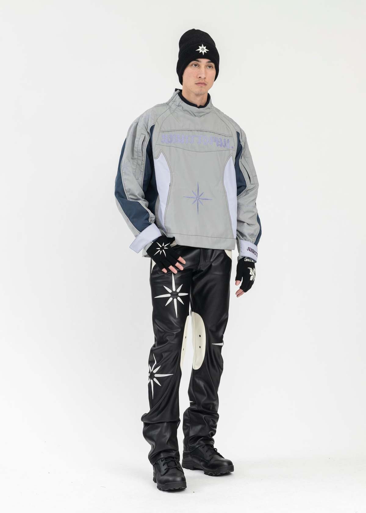 KUSIKOHC KSK FLOWER RIDER FAUX LEATHER PANTS - BLACK | Garmentory
