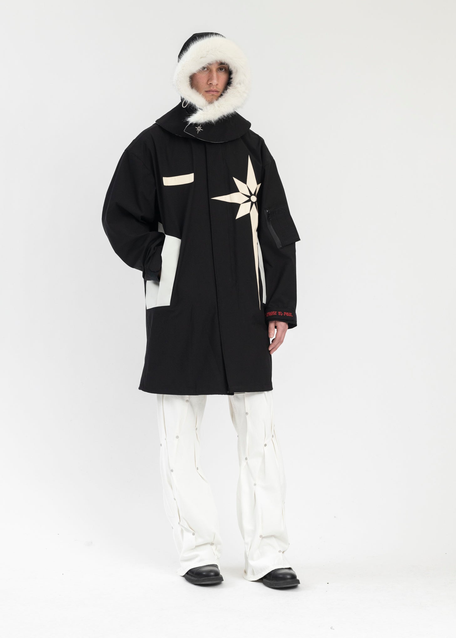 KUSIKOHC Origami Hooded Overcoat - Black | Garmentory