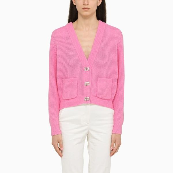 Ganni Fuchsia cardigan with jewel buttons - Pink | Garmentory