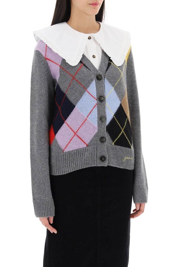 Ganni cardigan with argyle pattern - Multi | Garmentory
