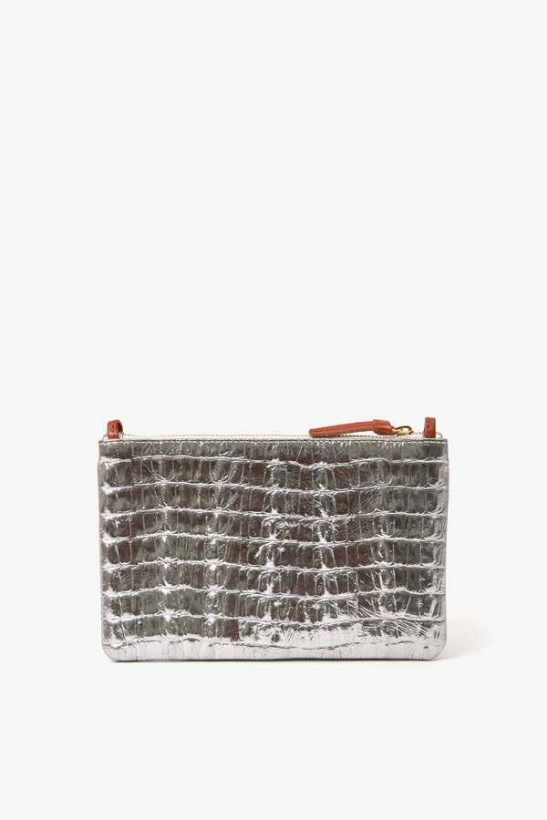 Clare V. Wallet Clutch w/ Tabs - Silver Metallic Crocco | Garmentory