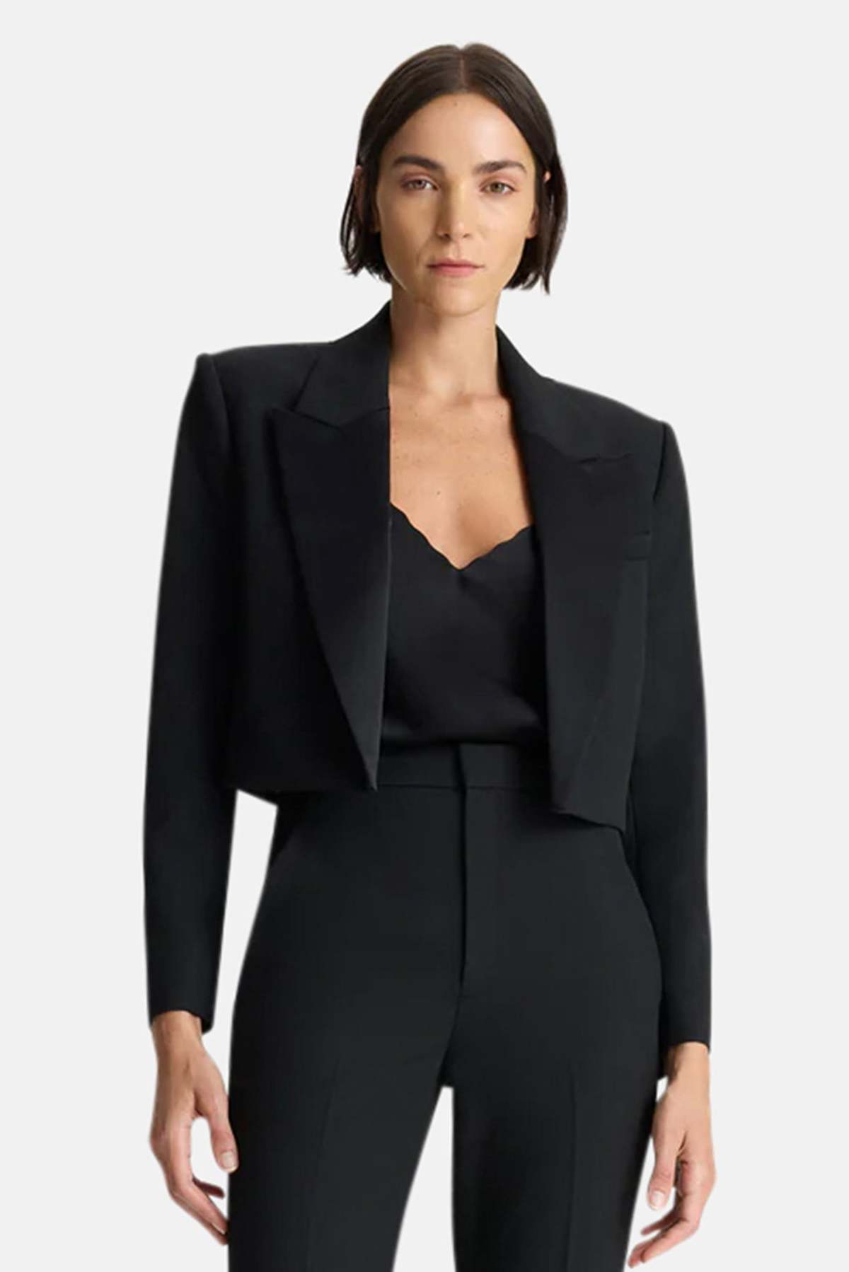 A.L.C. Anderson Cropped Tuxedo Jacket - Black | Garmentory