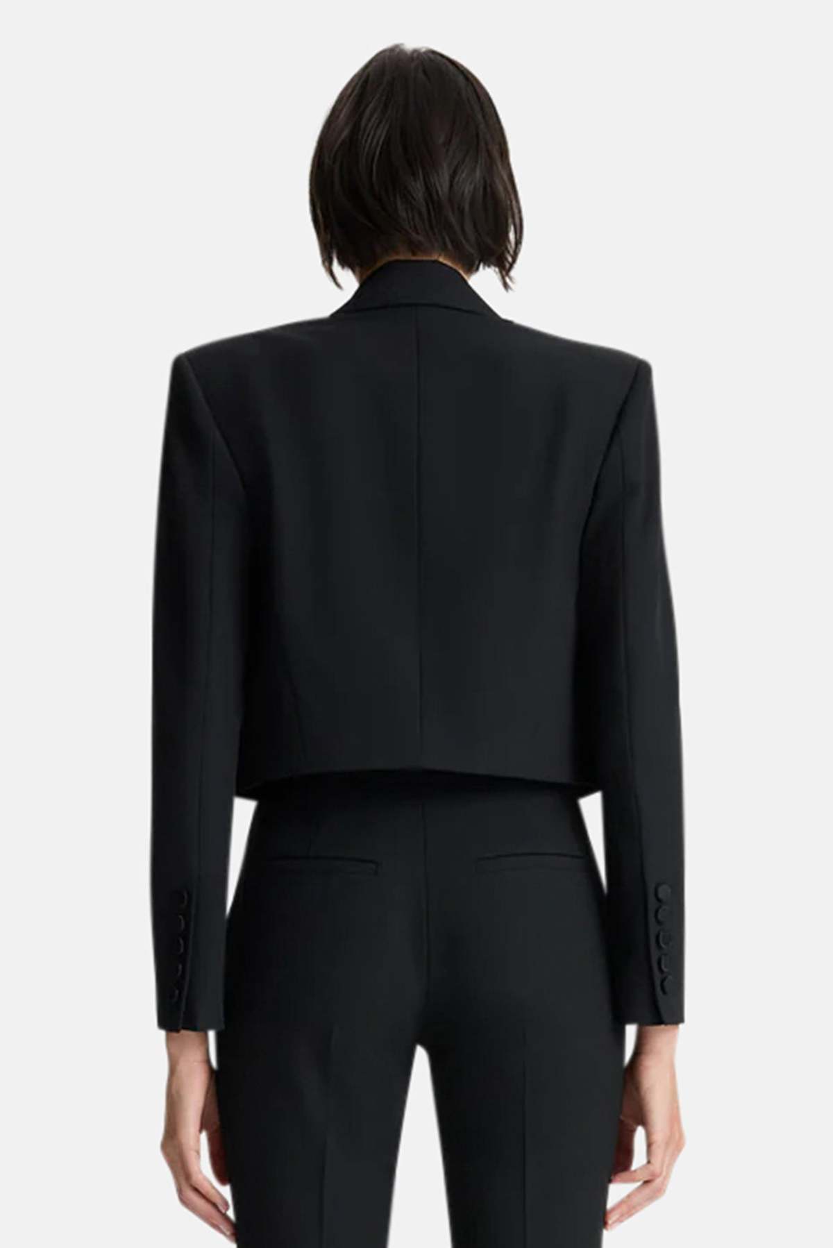 A.L.C. Anderson Cropped Tuxedo Jacket - Black | Garmentory