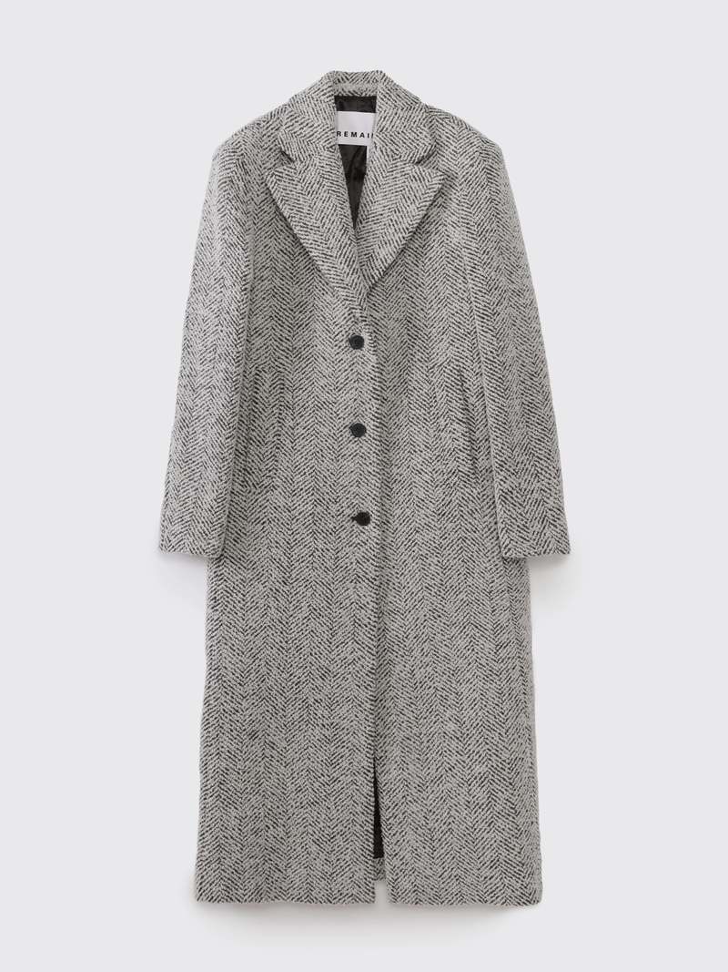 Remain Herringbone Boxy Coat - Black Comb | Garmentory
