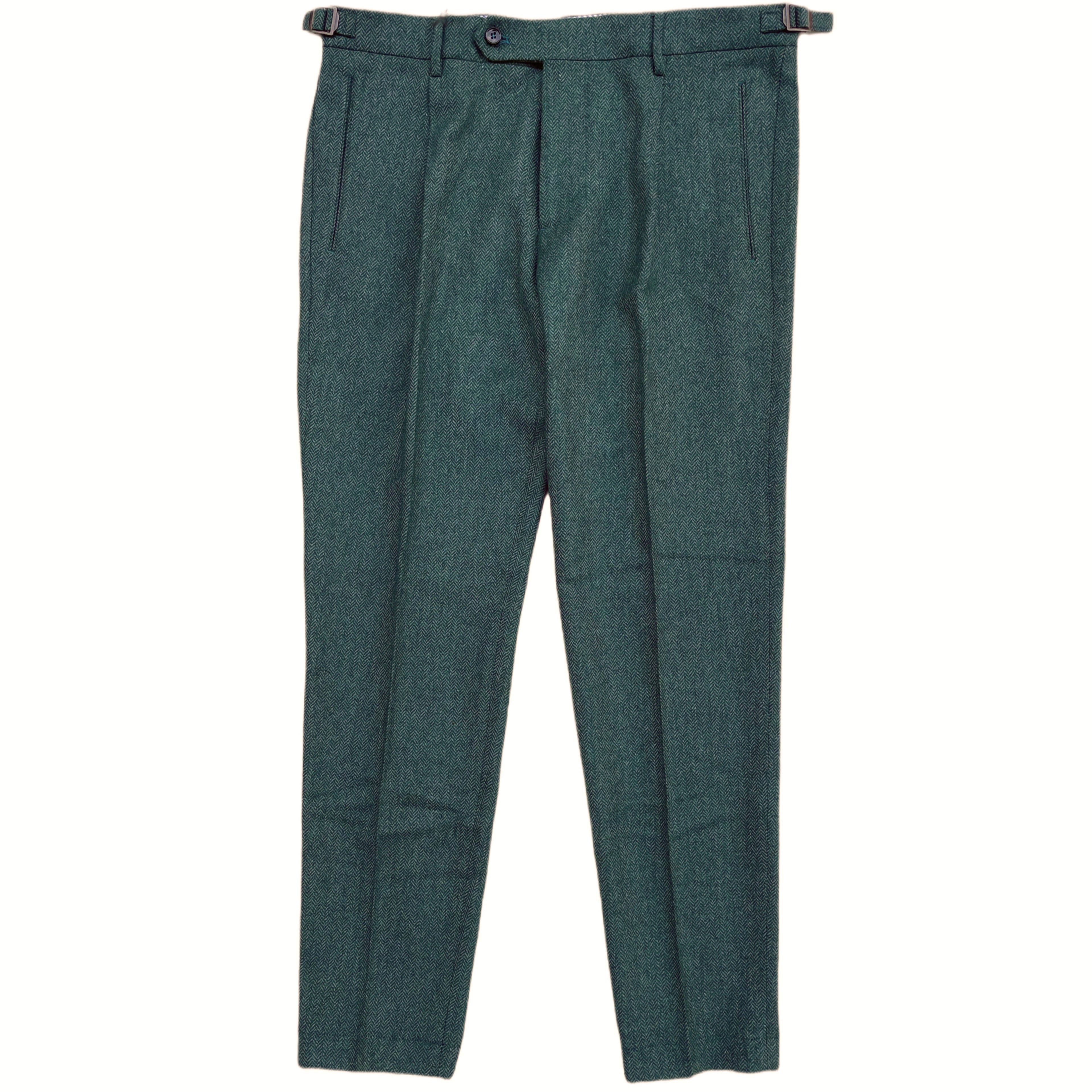 Fresh Wool Pleated Chino Pants - Gem Green | Garmentory
