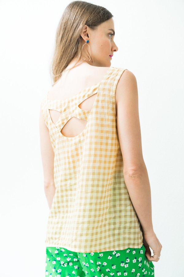 Backtalk PDX Vintage Yellow Gingham Tank Top | Garmentory