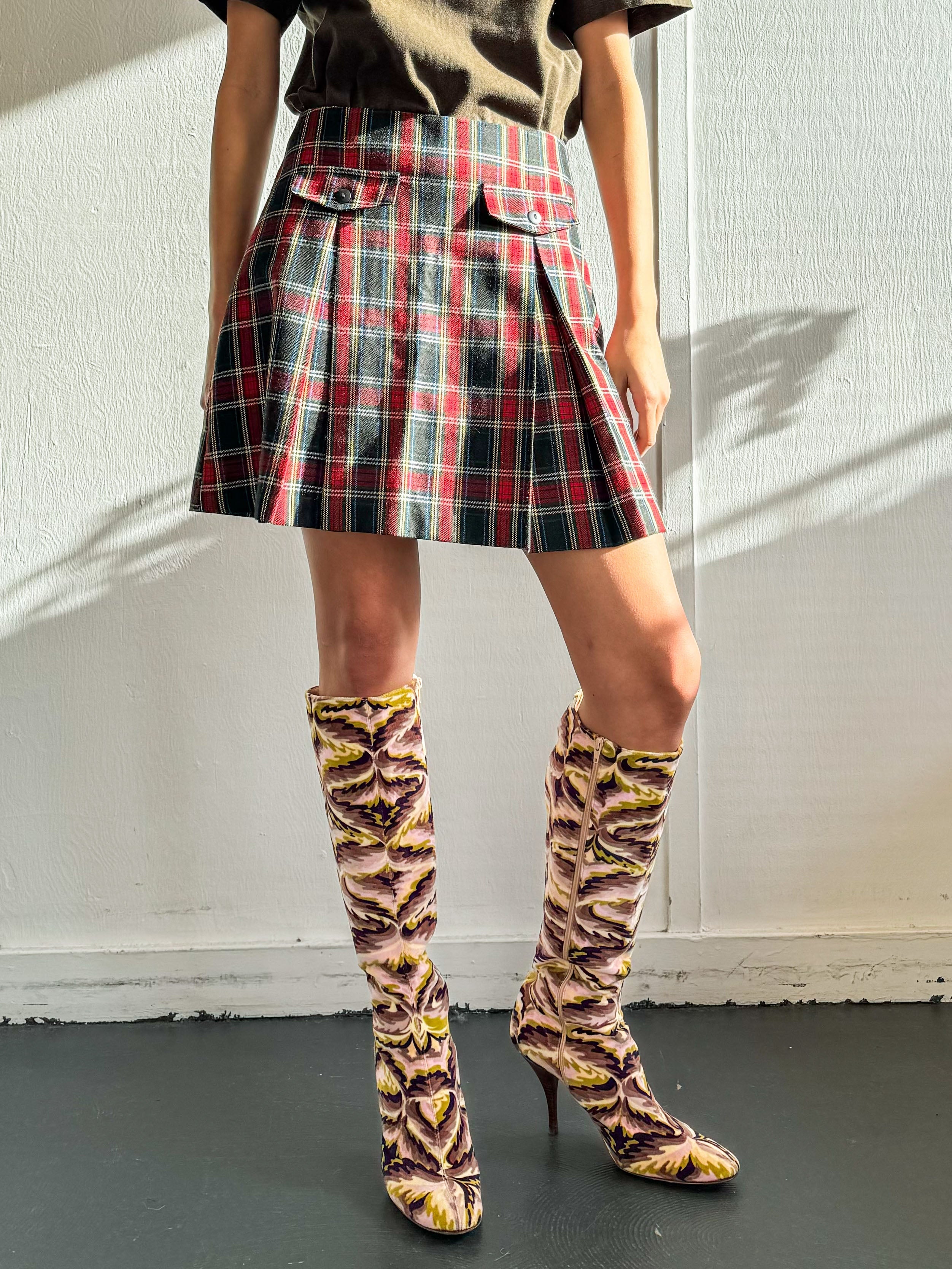 Pleated Mini Skirt - Plaid | Garmentory