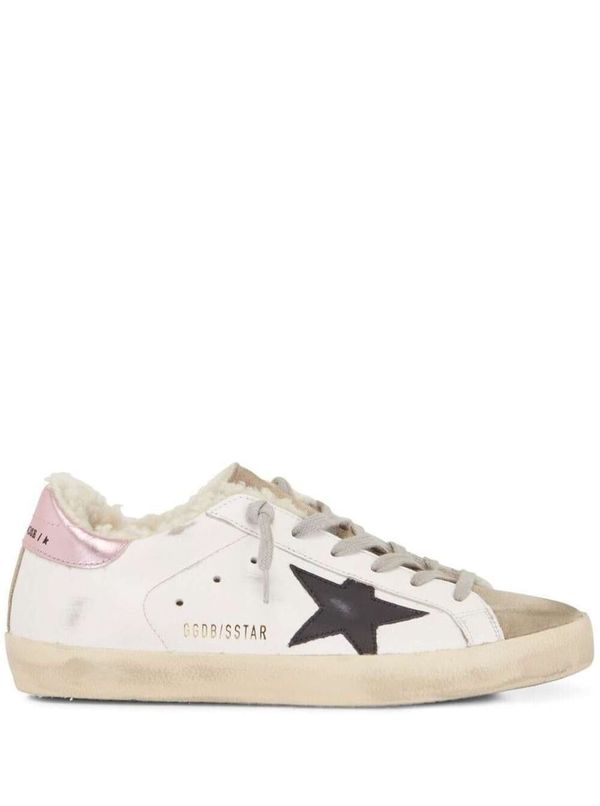 White Super Star Sneakers with Logo Distressed Effect in Leather Woman ...