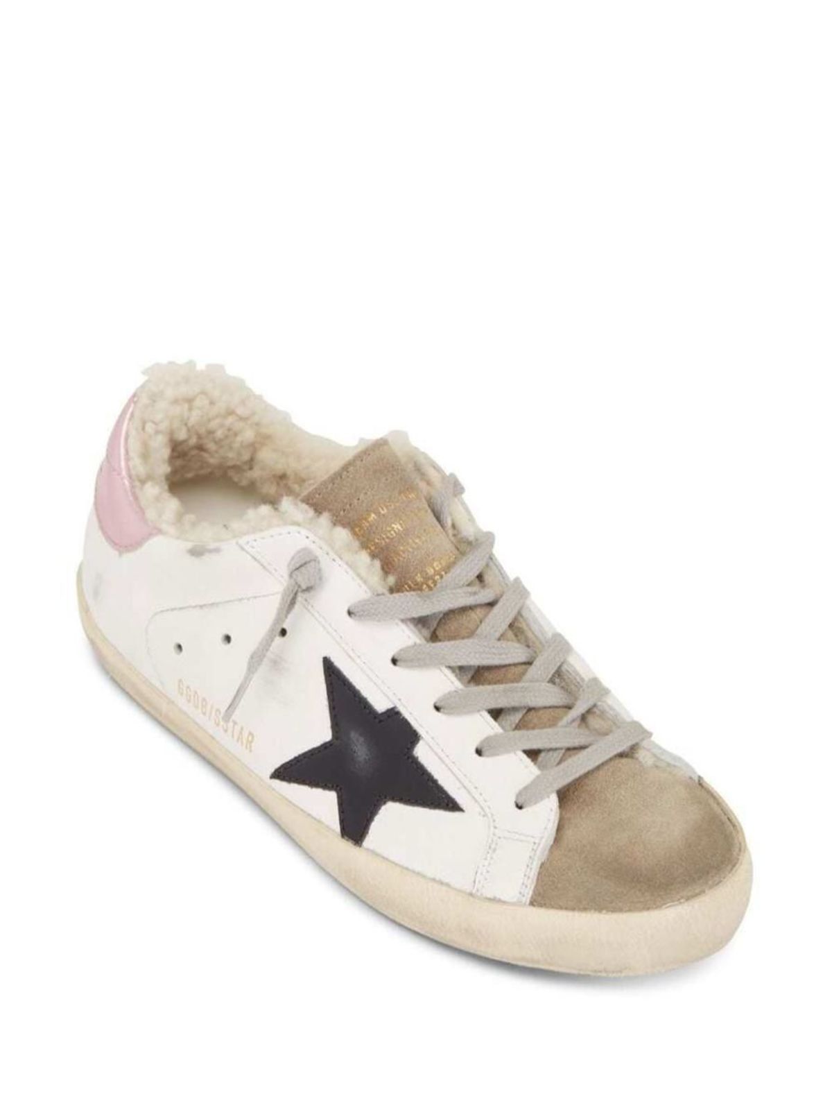 White Super Star Sneakers with Logo Distressed Effect in Leather Woman ...