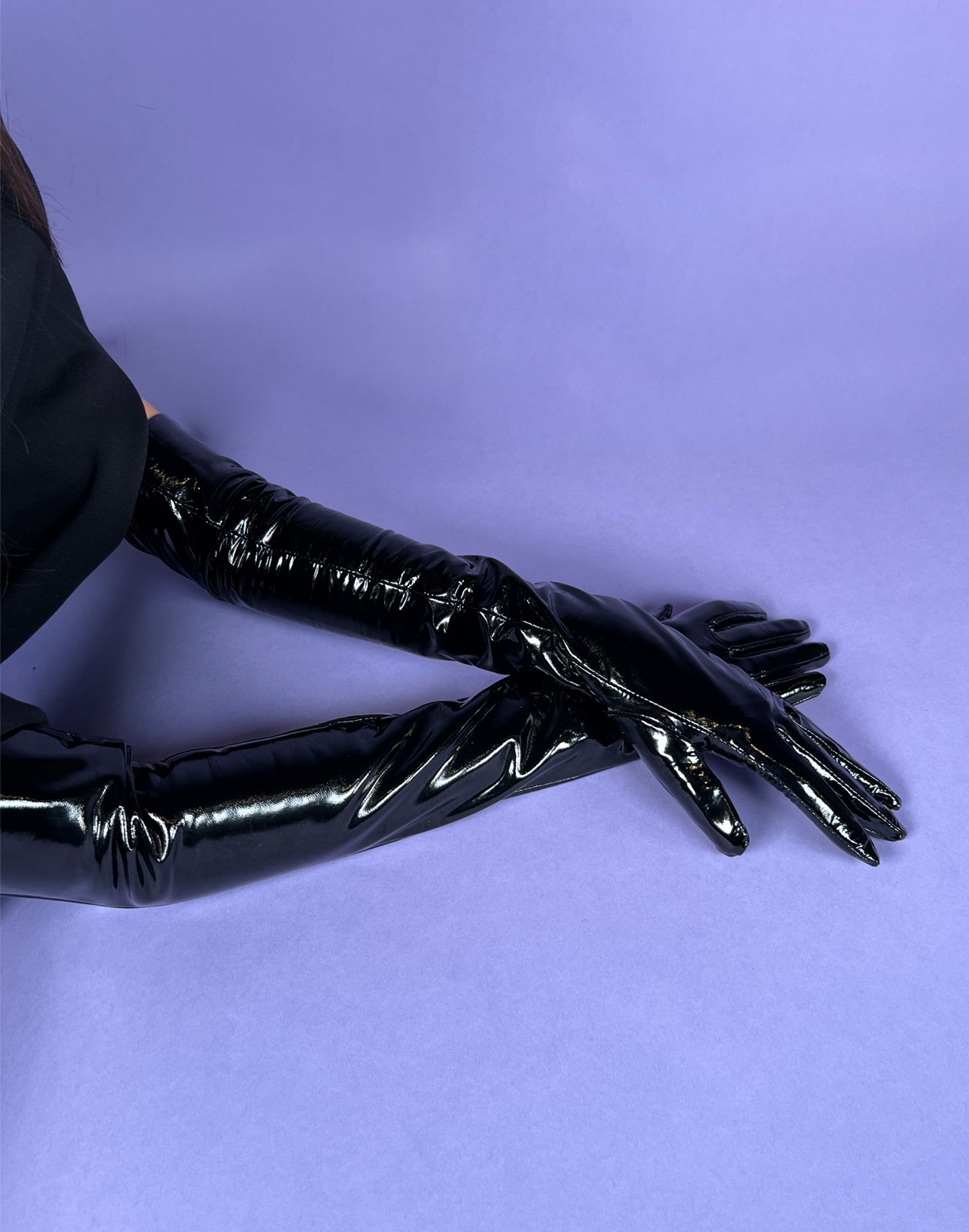 Cynthia Rowley Bea Long Patent Leather Gloves | Garmentory