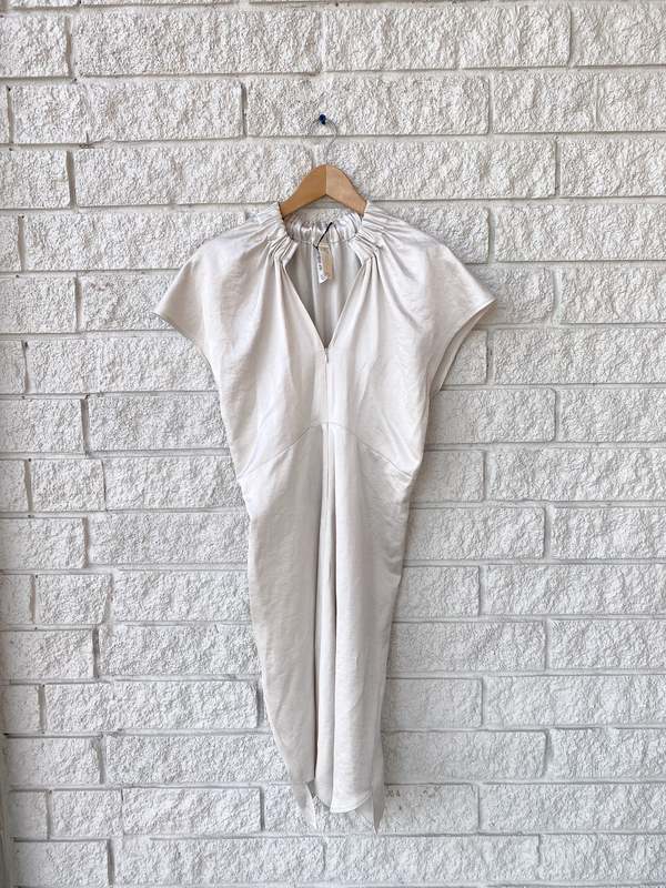 zero + maria cornejo Ruched Stella Dress - Chalk | Garmentory