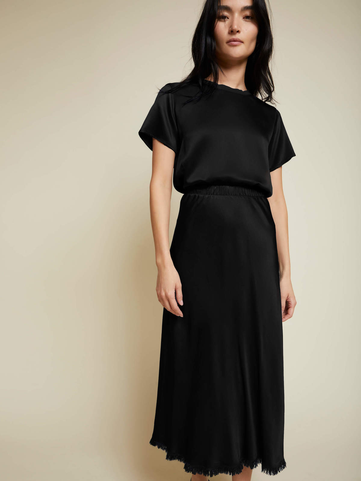 Nation Ltd Mabel Satin Midi Skirt - Black | Garmentory