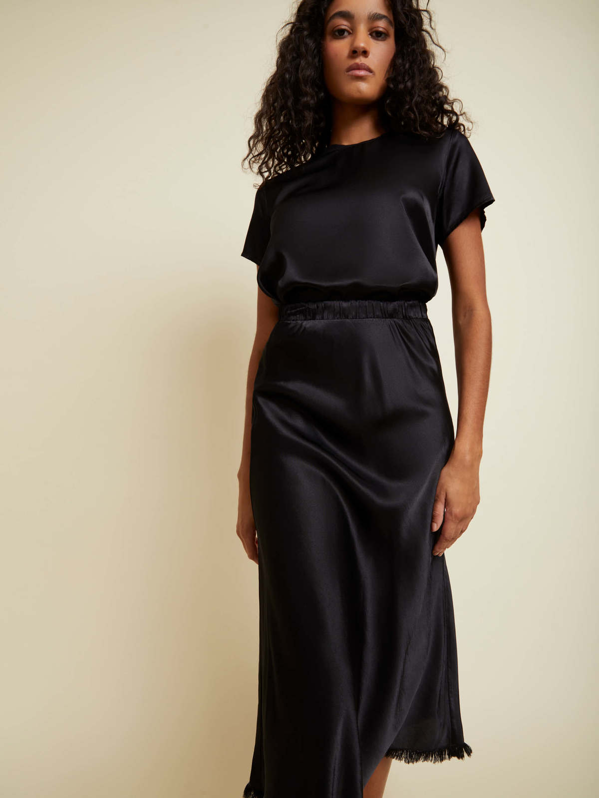 Nation Ltd Mabel Satin Midi Skirt - Black | Garmentory