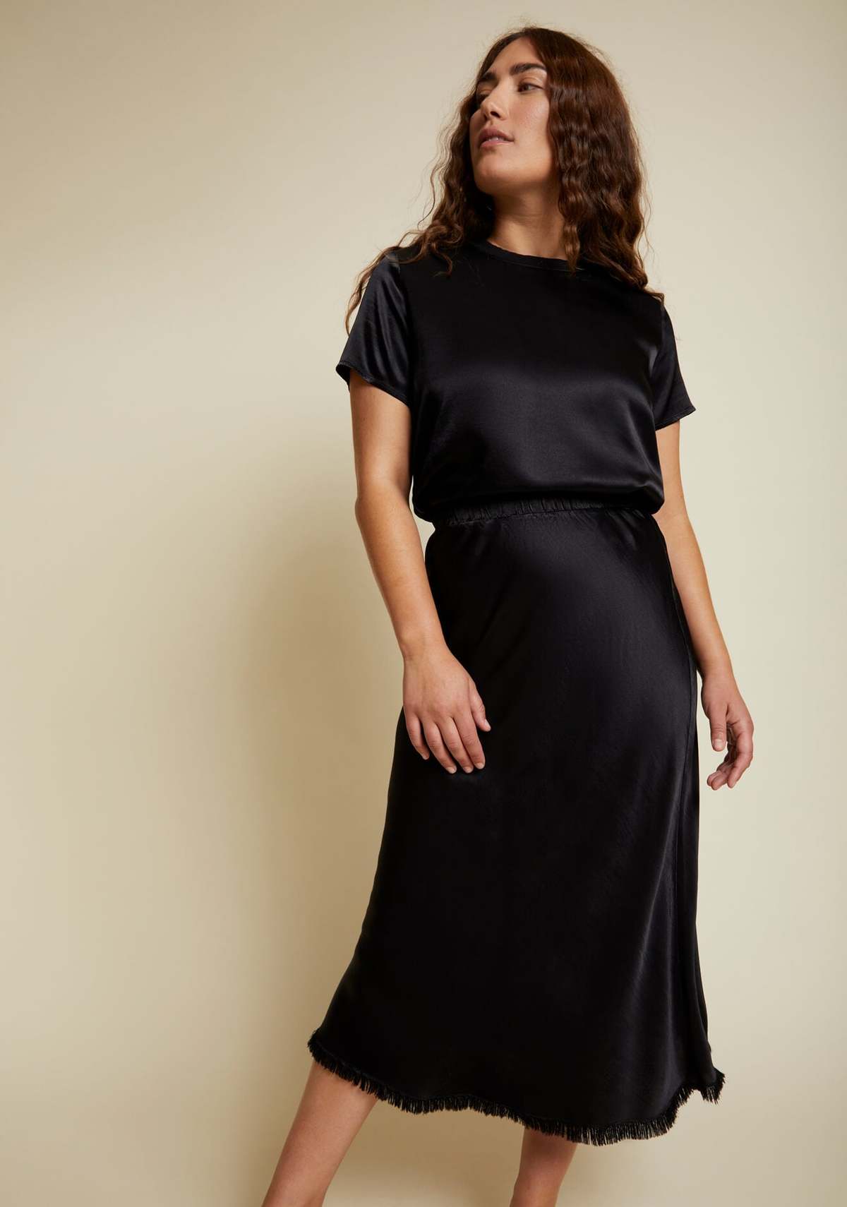 Nation Ltd Mabel Satin Midi Skirt - Black | Garmentory