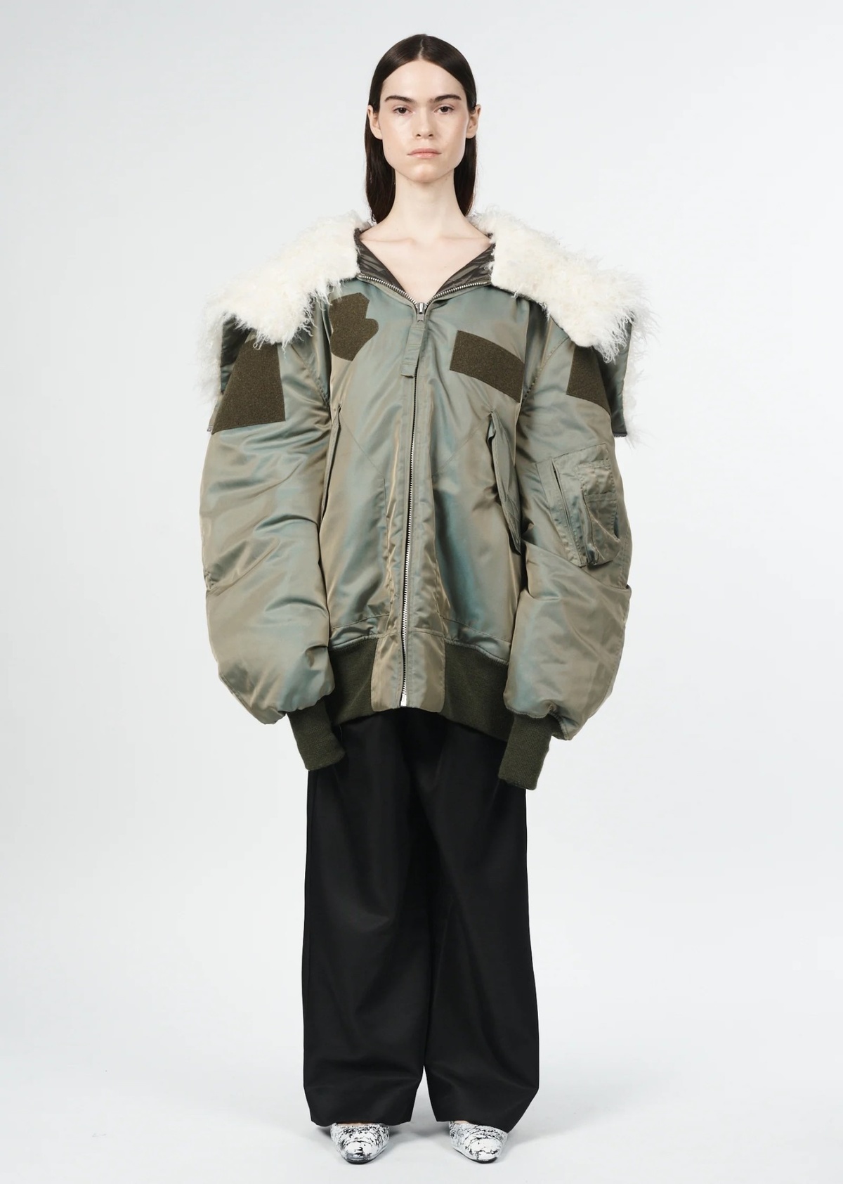 Vaquera Giant Nylon Aviator Jacket - Khaki | Garmentory