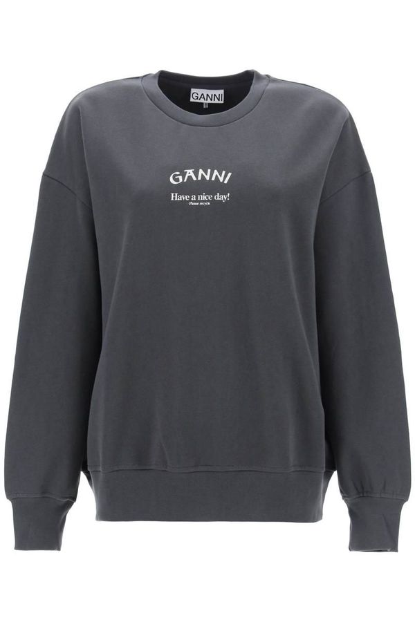 Ganni oversized sweatshirt with logo print | Garmentory
