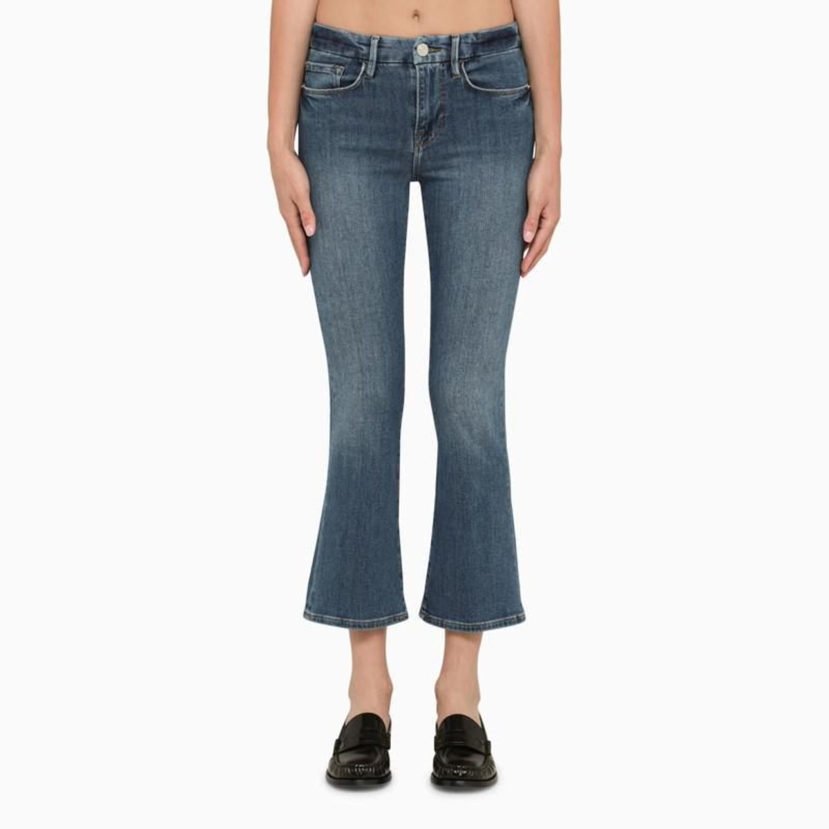 Frame Samson Le Crop Mini Boot Jeans - Blue | Garmentory