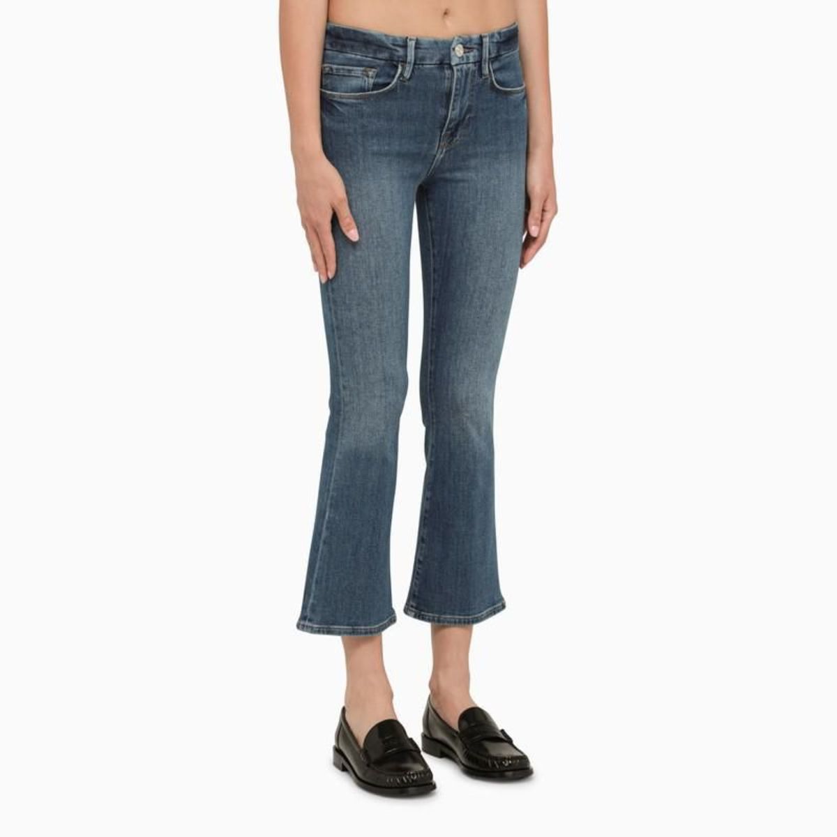 Frame Samson Le Crop Mini Boot Jeans - Blue | Garmentory