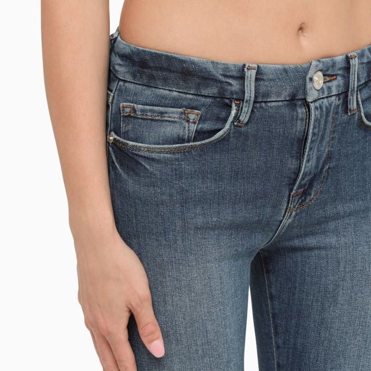 Frame Samson Le Crop Mini Boot Jeans - Blue | Garmentory