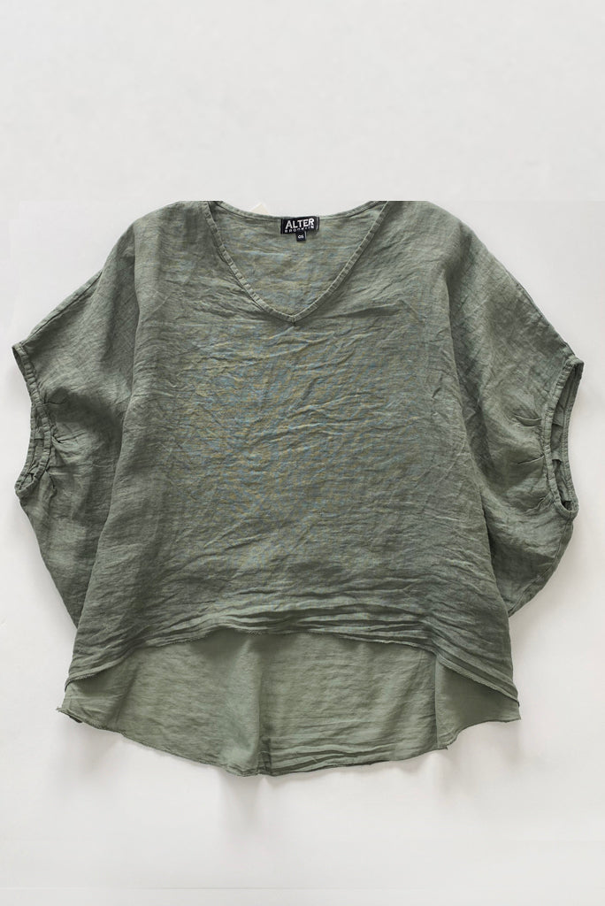 ALTER LINEN COCOON TOP - Charcoal/Royal/Olive | Garmentory