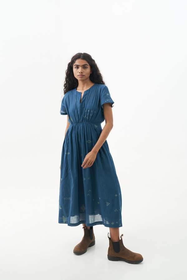World of Crow Waist Midi Dress - Prussian Blue | Garmentory