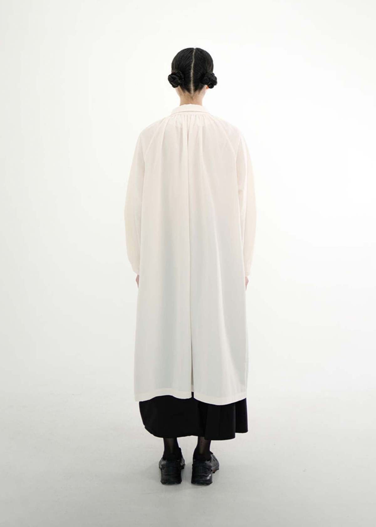 Eunoia Shirred Jane Coat - Cream | Garmentory