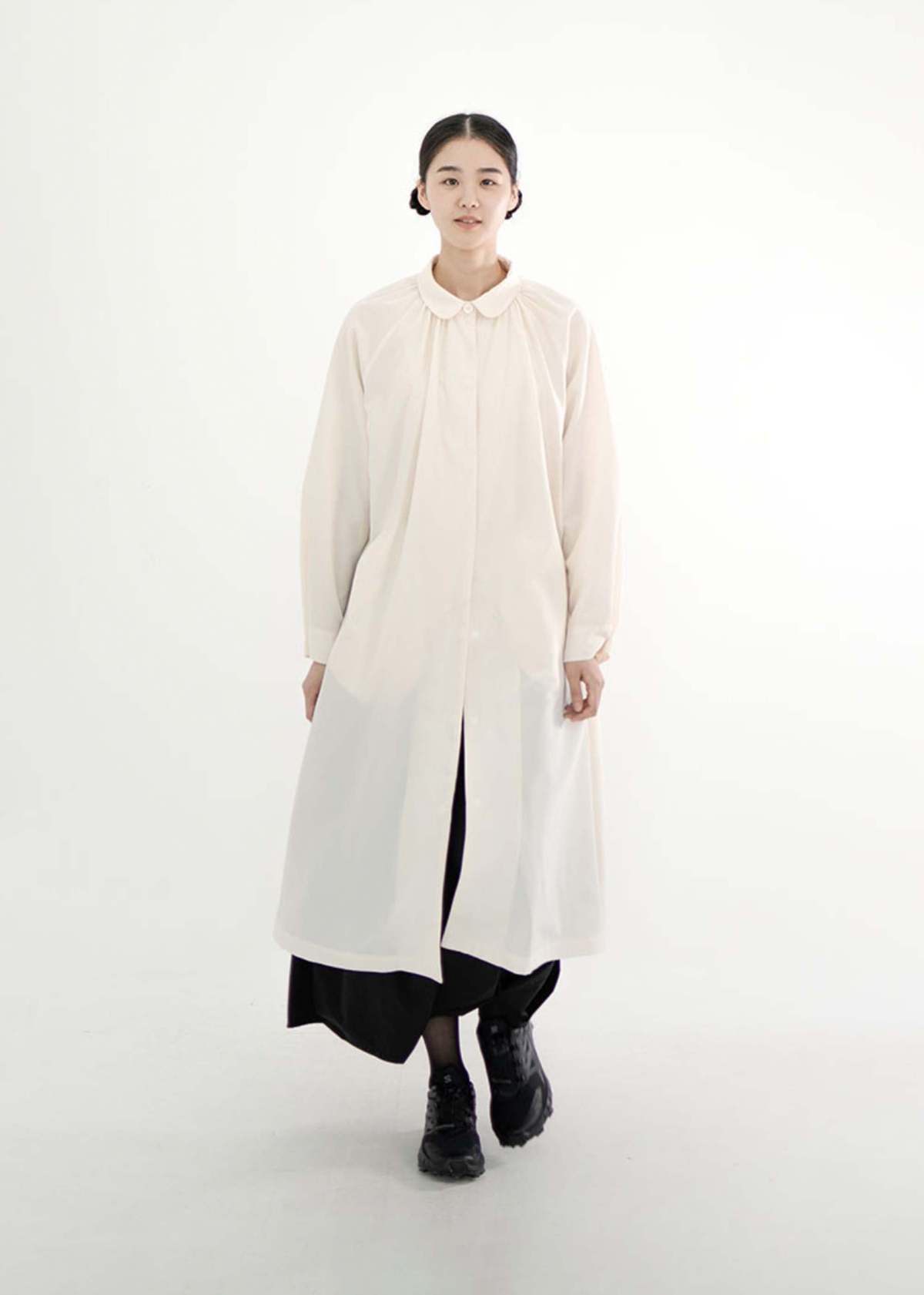 Eunoia Shirred Jane Coat - Cream | Garmentory