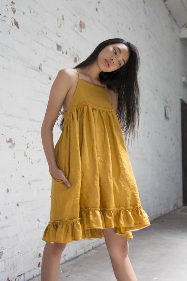 Lois Hazel Mustard Muster Dress - Sample | Garmentory