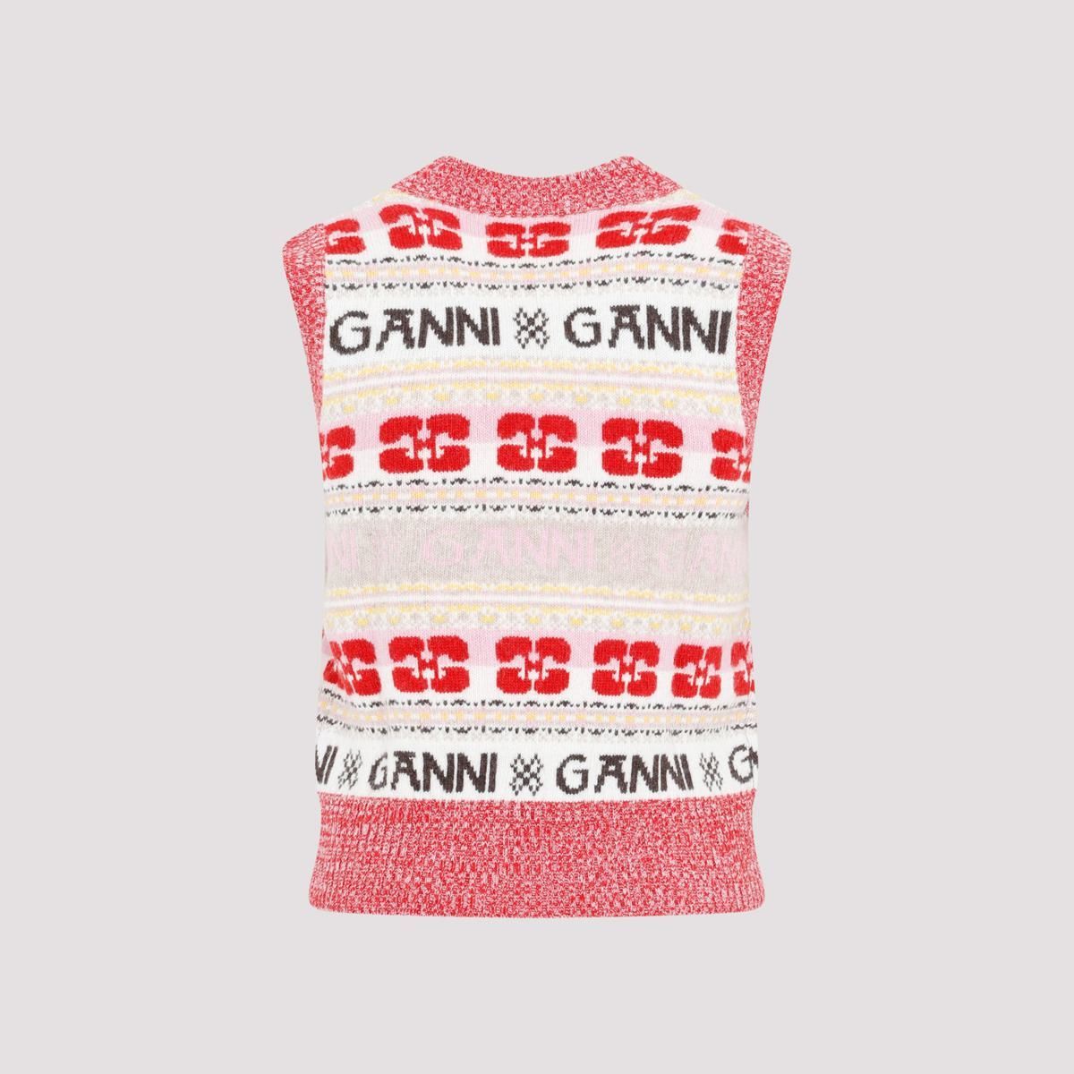 GANNI LOGO WOOL VEST GILET | Garmentory