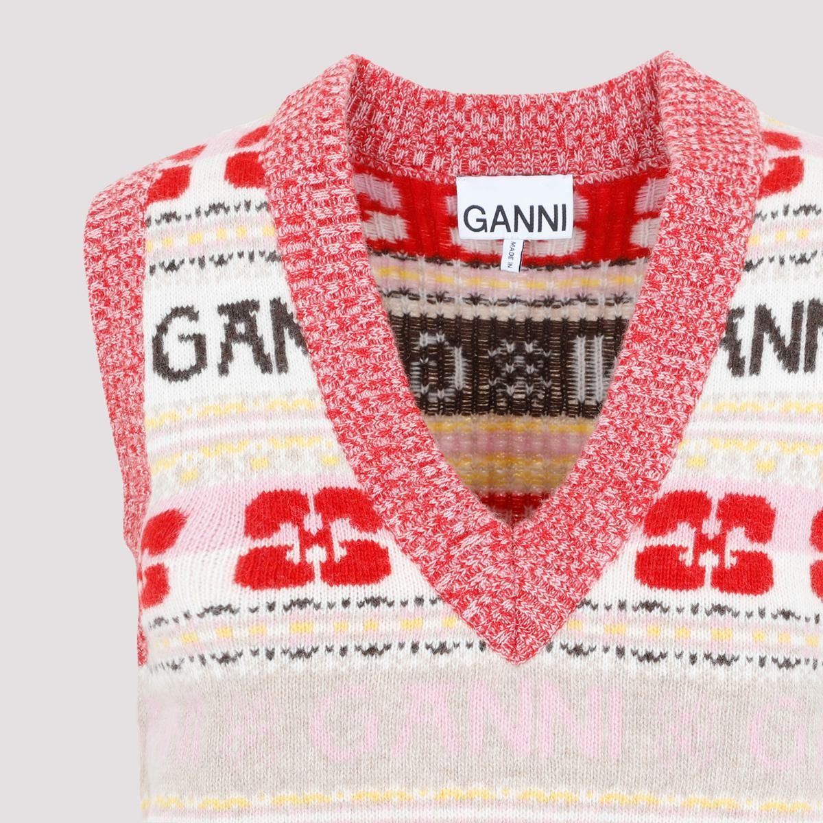 GANNI LOGO WOOL VEST GILET | Garmentory