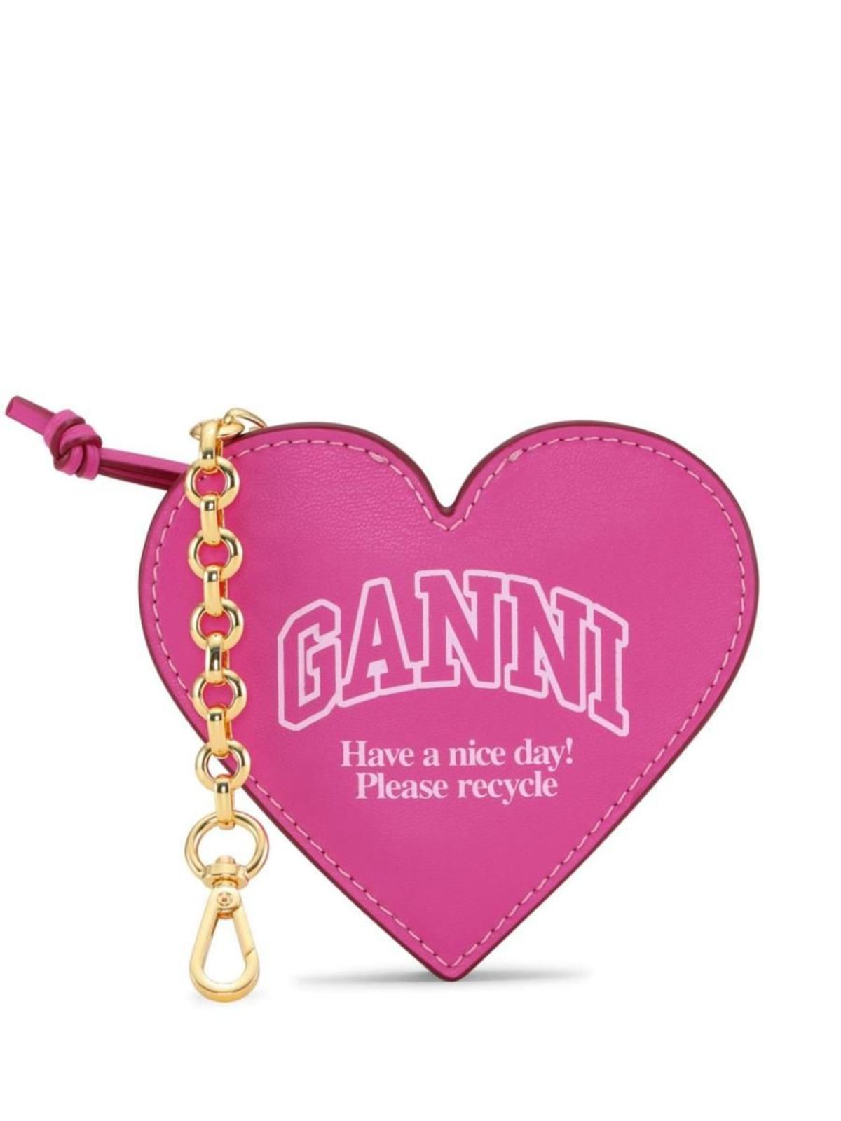 Ganni Leather keychain with logo - Pink | Garmentory