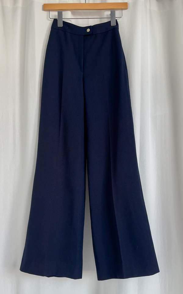 Vintage Pure Wool Flare Leg Trousers - French Nuit | Garmentory