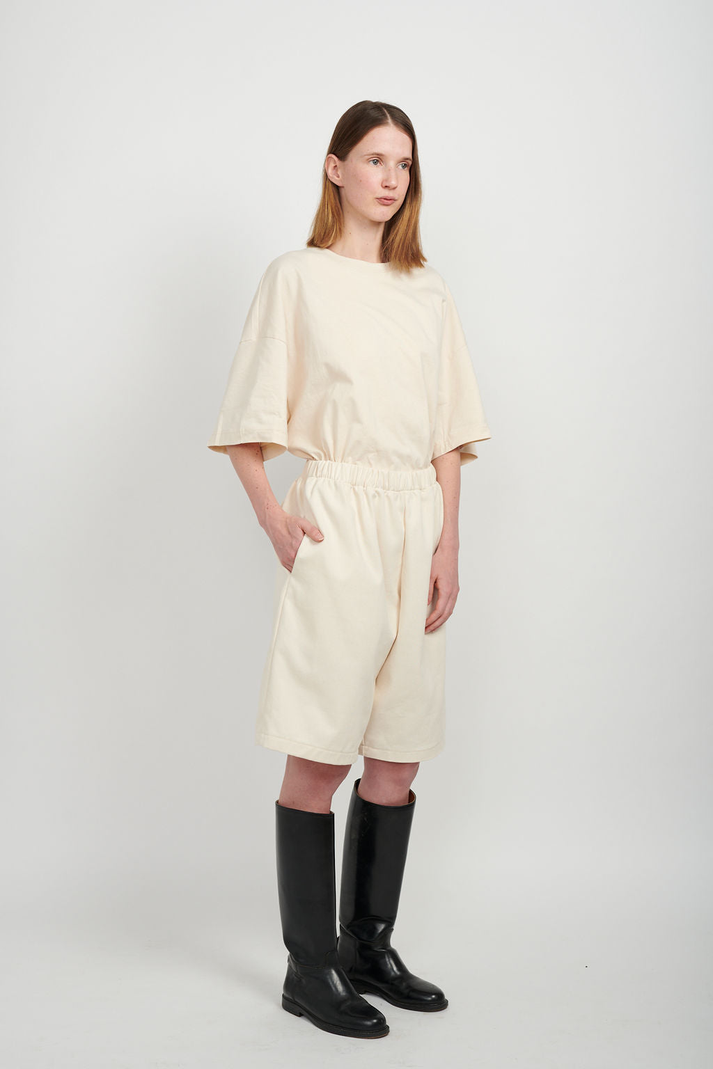 Ashley Rowe BAGGY DENIM JORTS - CREAM | Garmentory