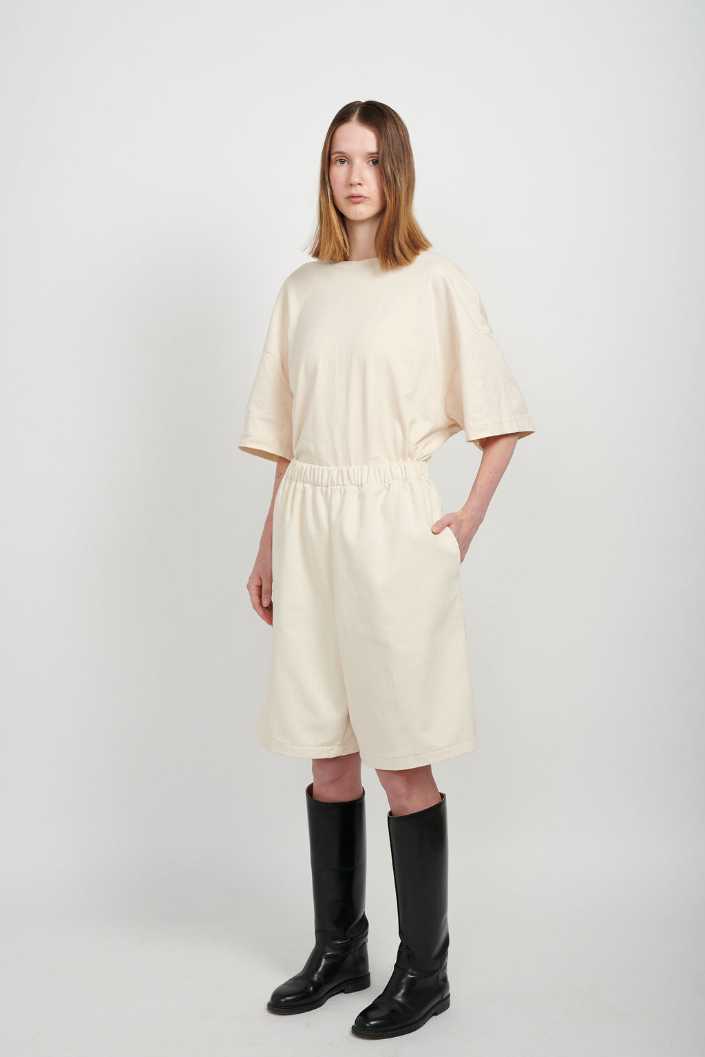 Ashley Rowe BAGGY DENIM JORTS - CREAM | Garmentory