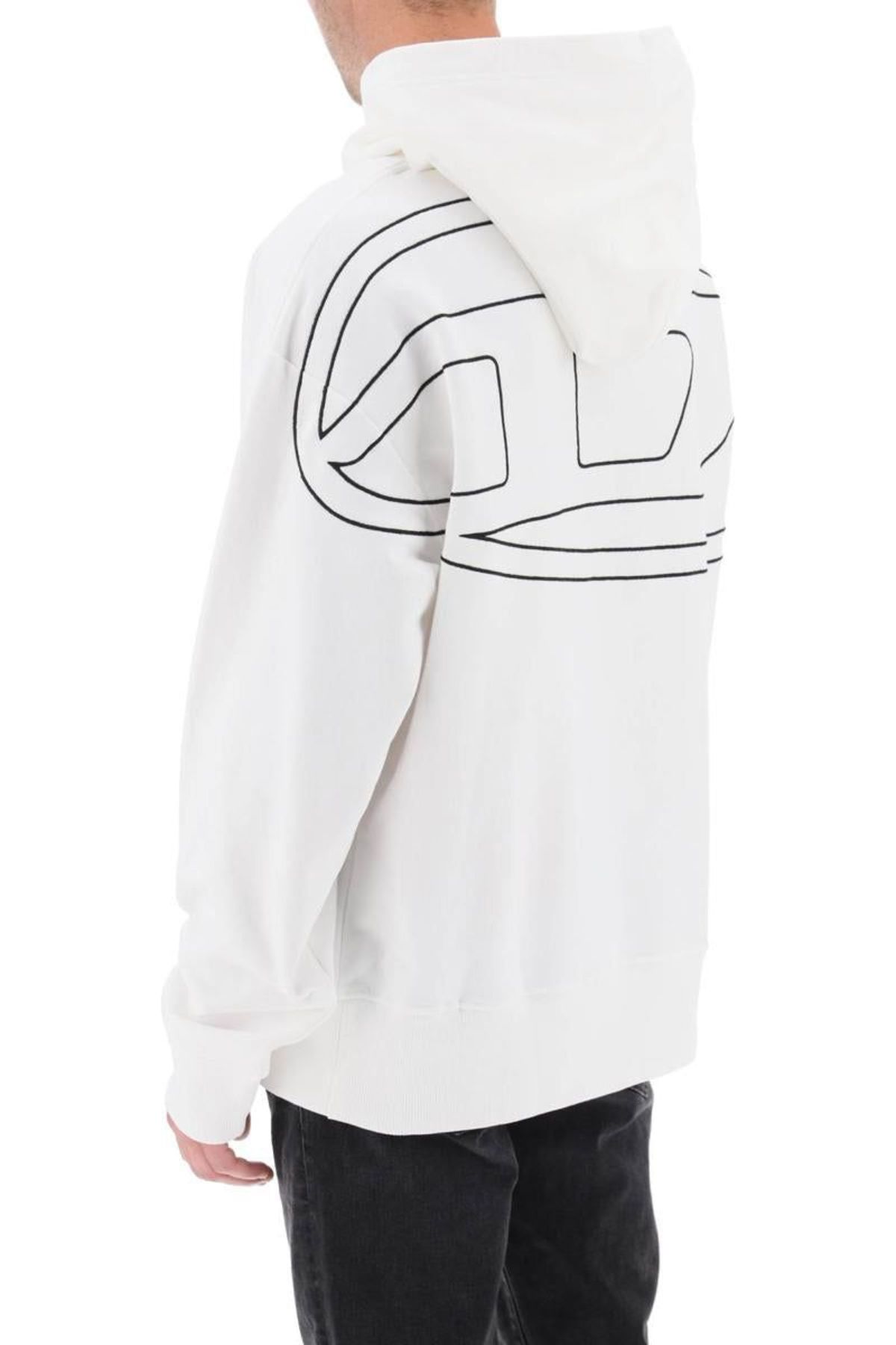 DIESEL 's-macs-hood-megoval' hoodie with logo embroidery - White | Garmentory