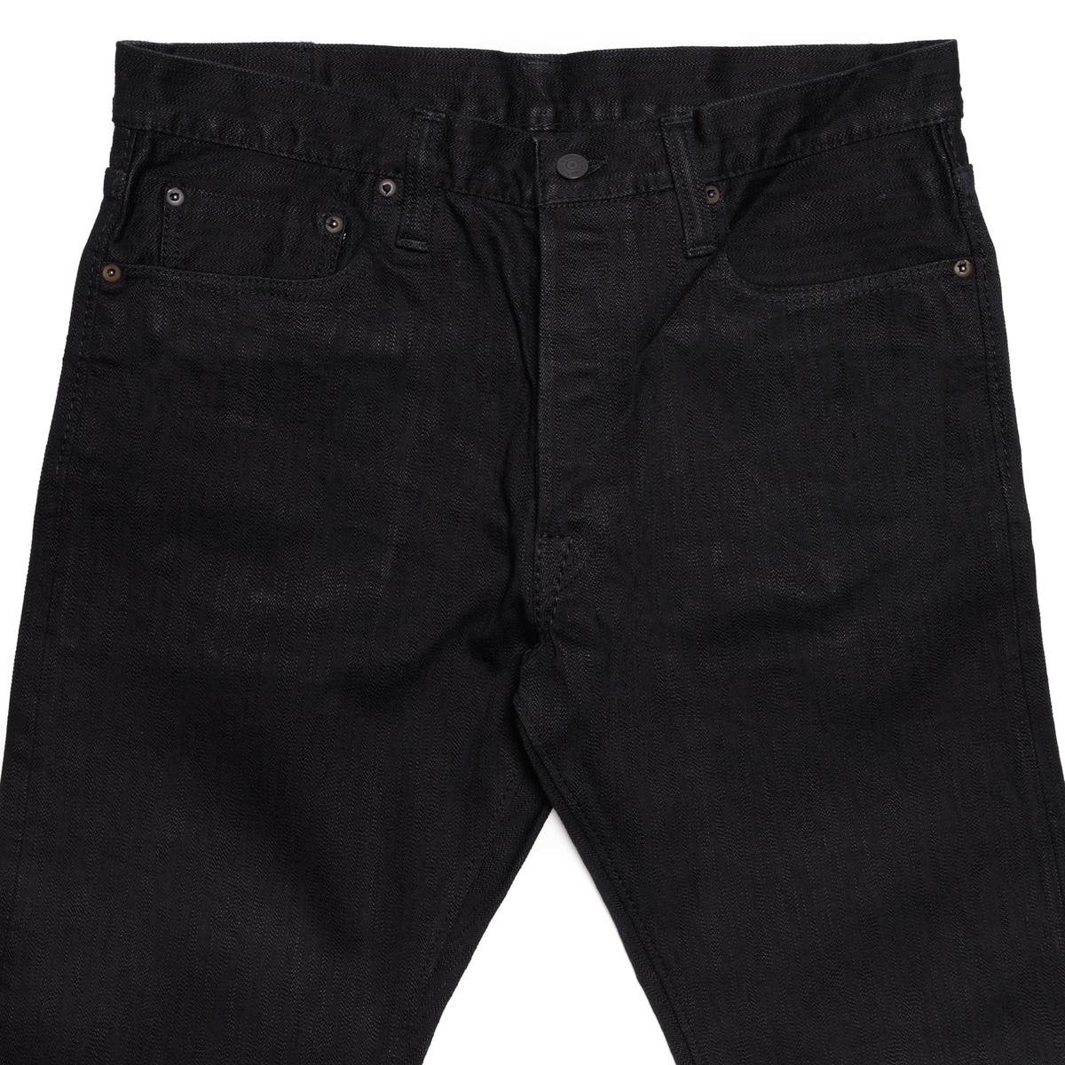 Pure Blue Japan Relaxed Tapered 13oz Extra Slub Stretch Selvedge Denim - Double Black | Garmentory