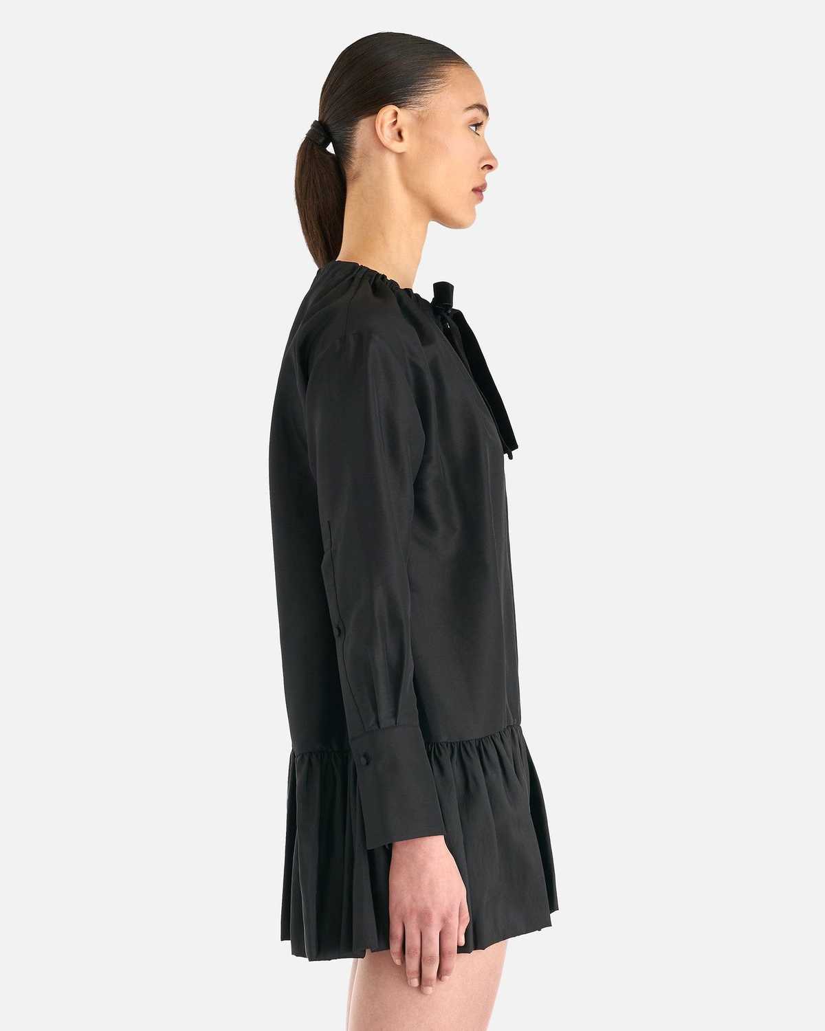 Simkhai Edison Long Sleeve Ruffle Mini Dress - Black | Garmentory