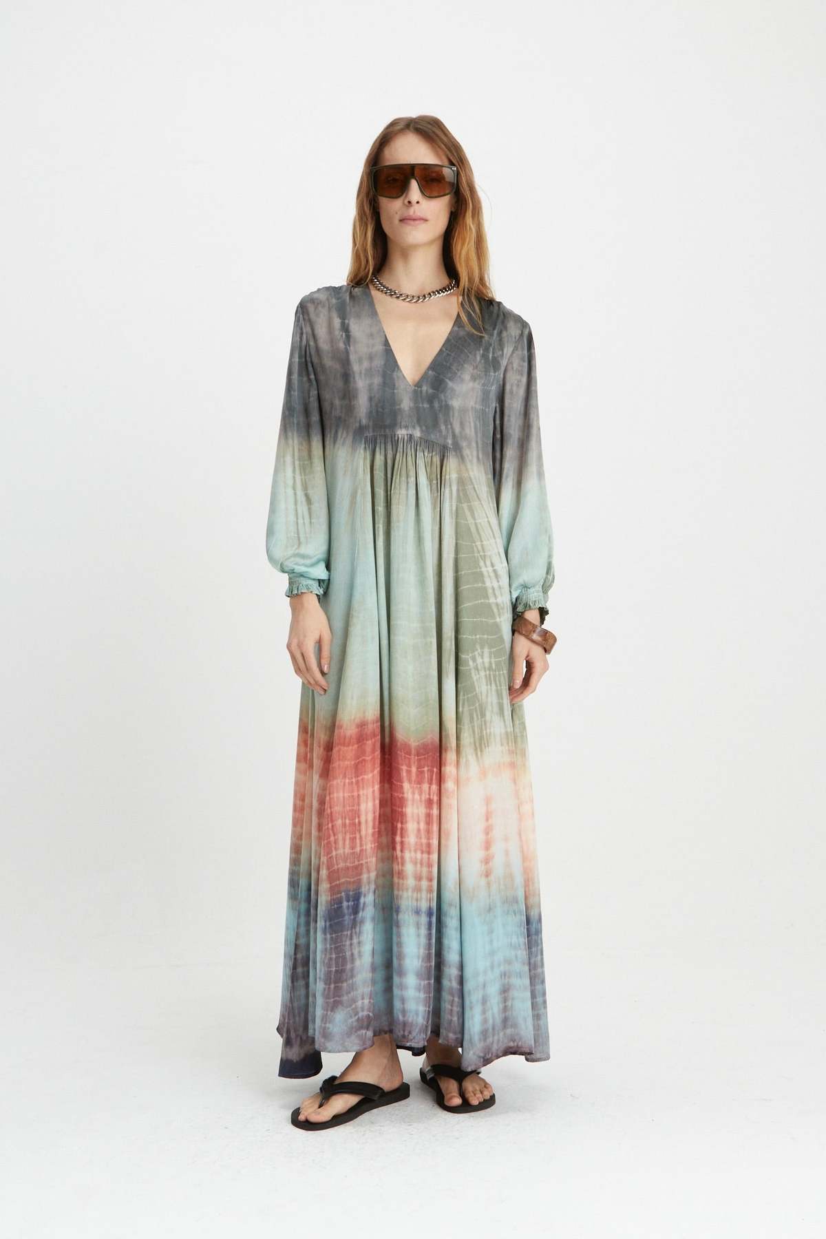Maria Cher Tortuguitas Vesta Maxi Dress - Neutral Ombre | Garmentory
