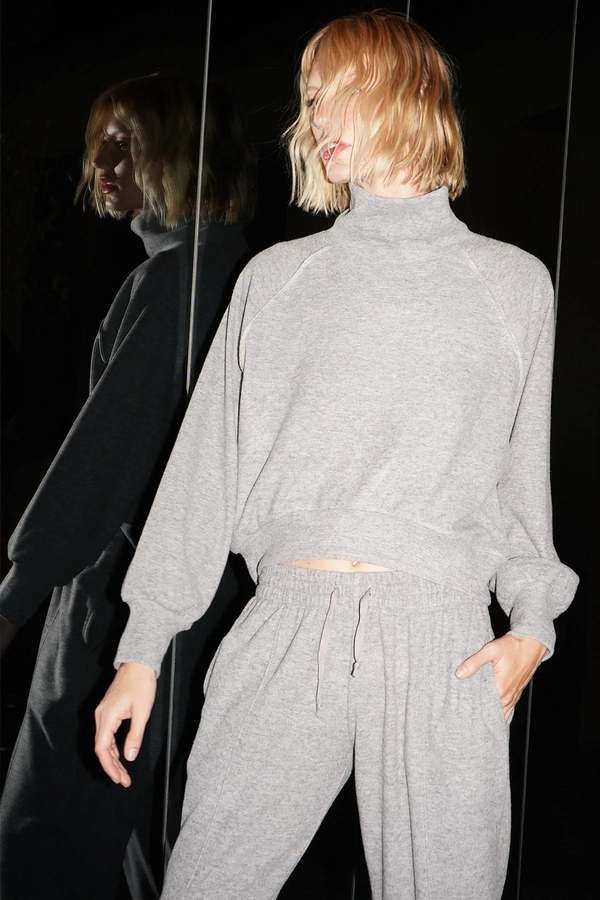 LNA Clothing Rhodes Brushed Flannel Pullover - Heather Shadow Frey ...