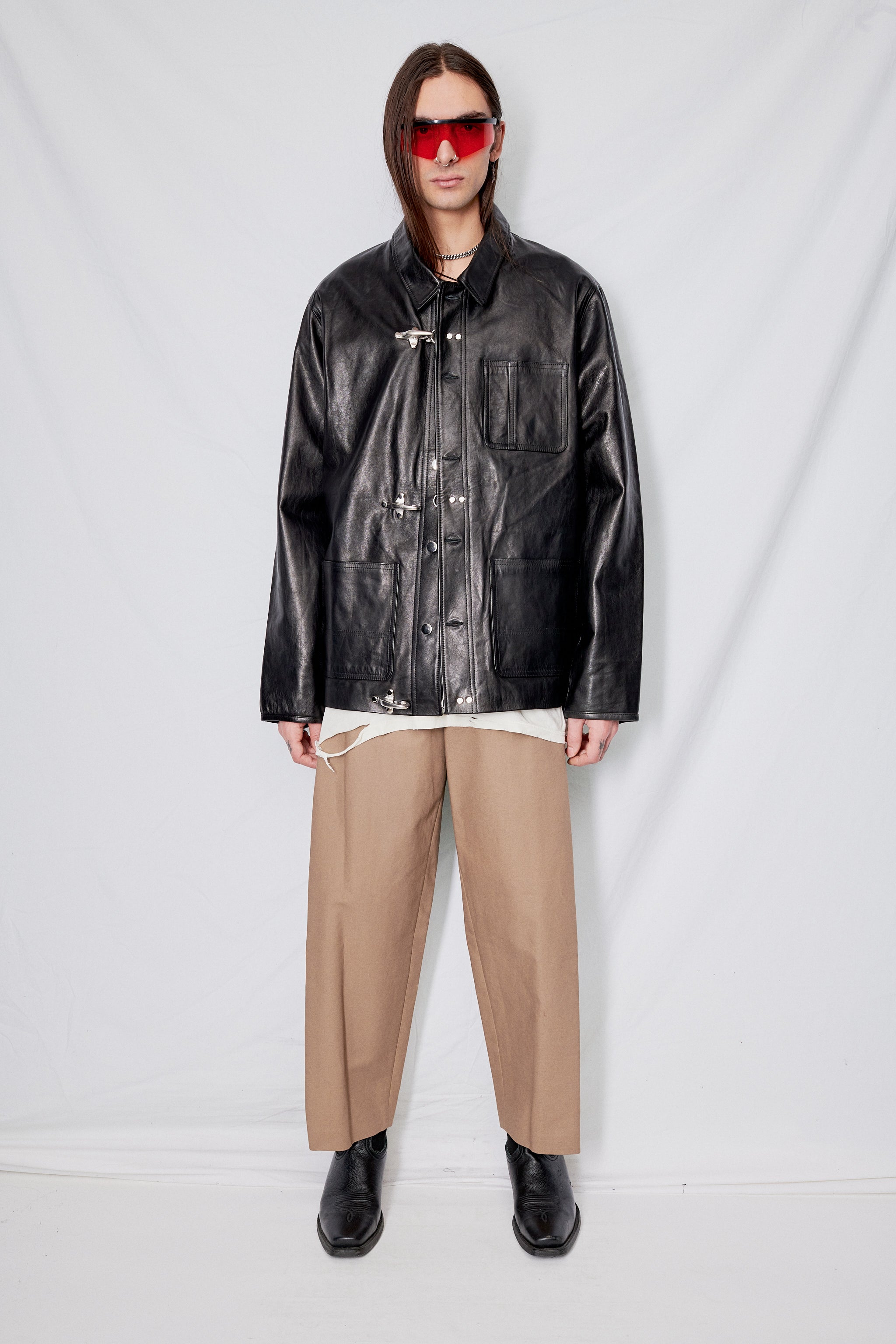 Assembly Leather Fireman Field Coat - Black | Garmentory