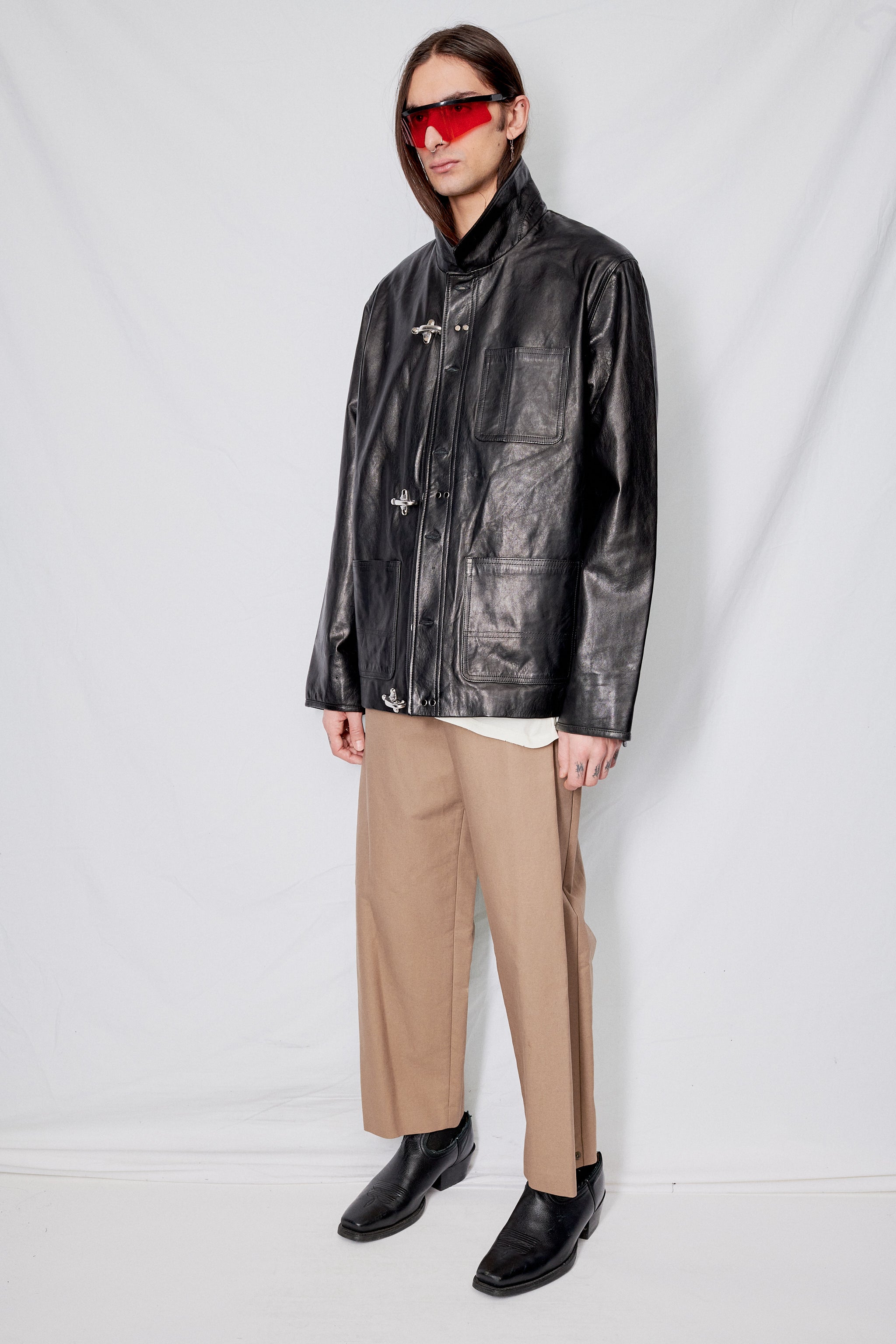 Assembly Leather Fireman Field Coat - Black | Garmentory
