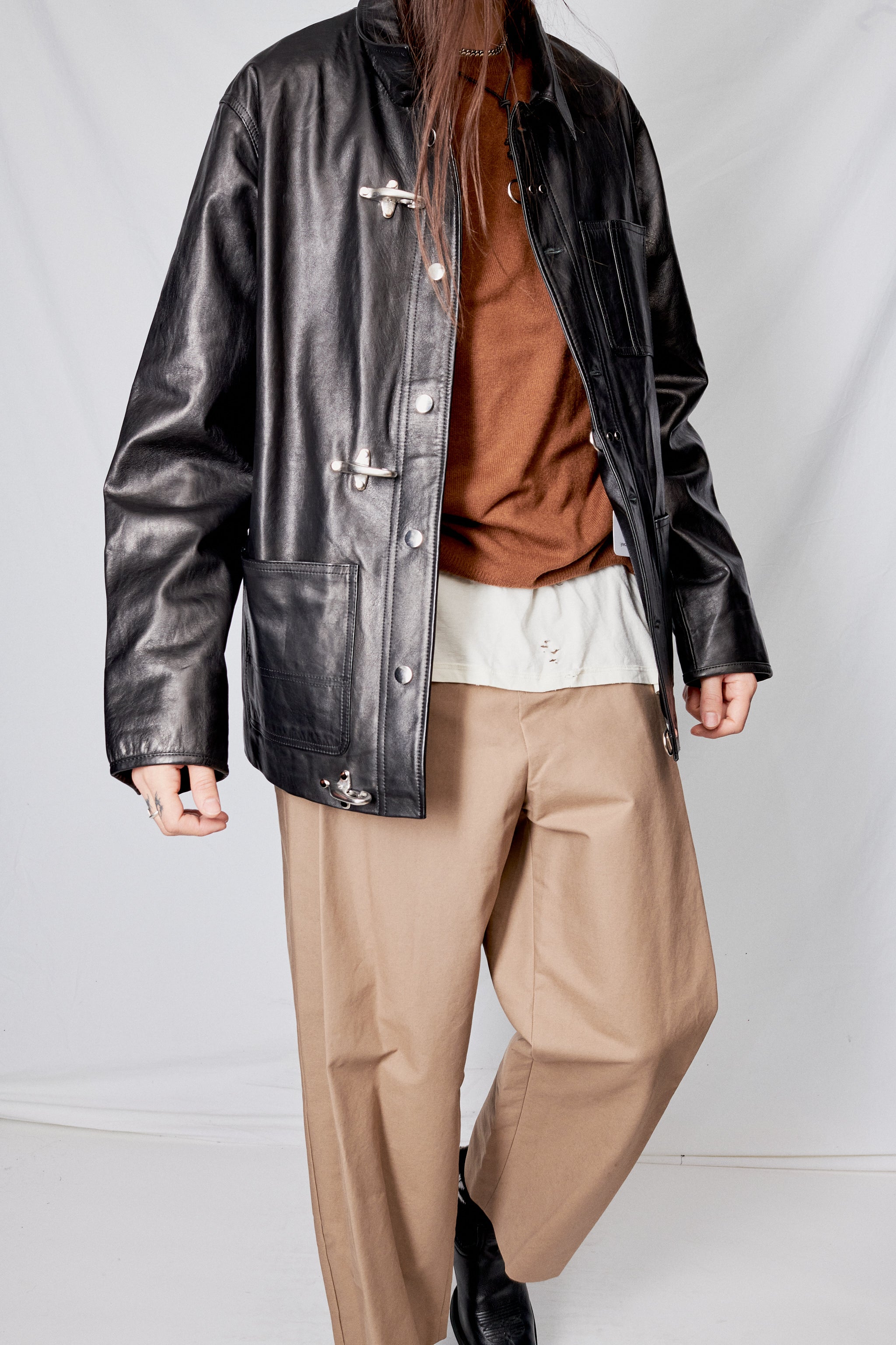 Assembly Leather Fireman Field Coat - Black | Garmentory