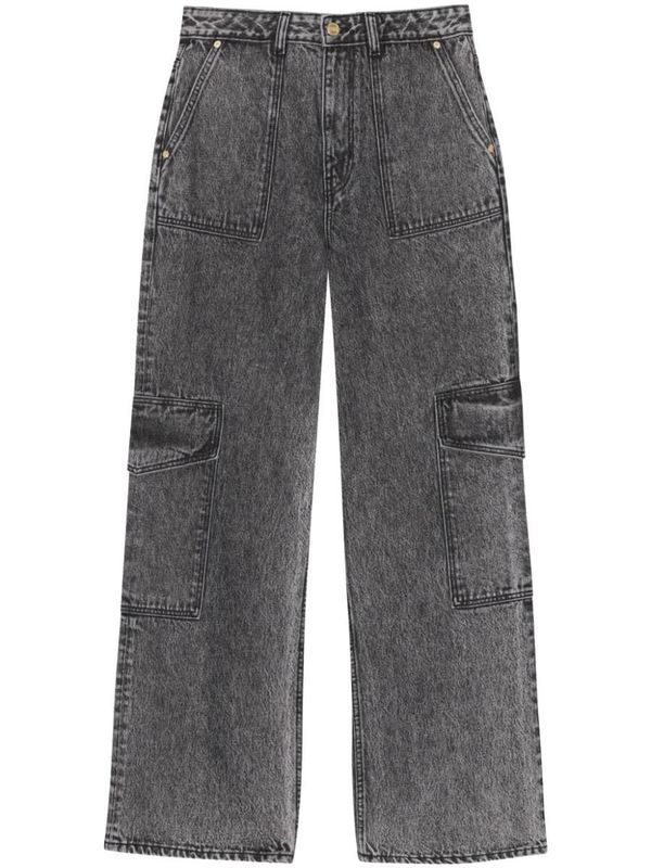 Ganni SNOW WASHED DENIM ANGI JEANS - Black | Garmentory